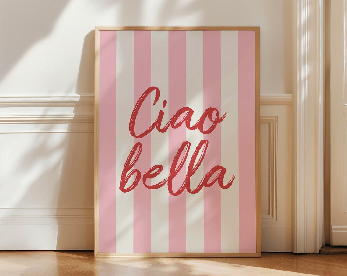 Kna Prints - 1 Pc Poster Ciao Bella Print, Trendy Wall Art, Italian ...