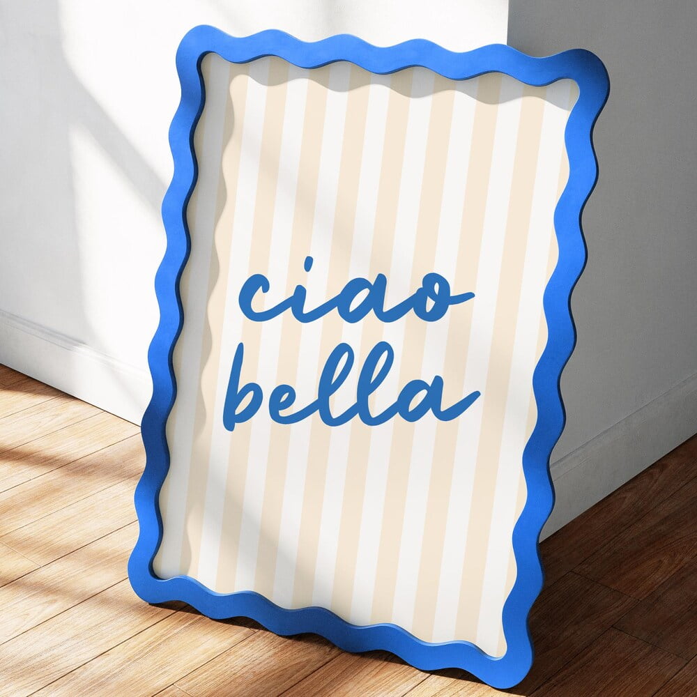 Kna Prints - 1 Pc Poster Ciao Bella Striped Typography Print | Cute Italian Coastal Decor ...