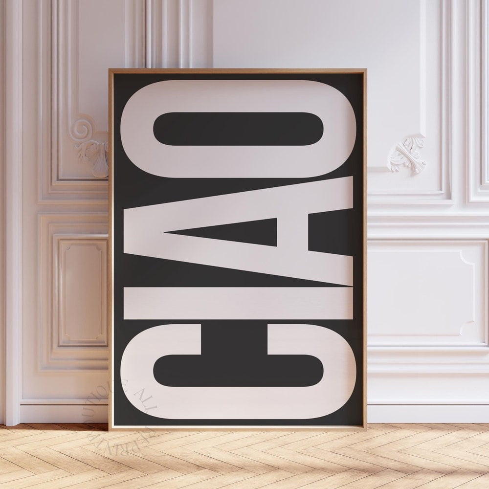 Kna Prints - 1 Pc Poster Ciao Print, Italian Quote Poster, Black And ...