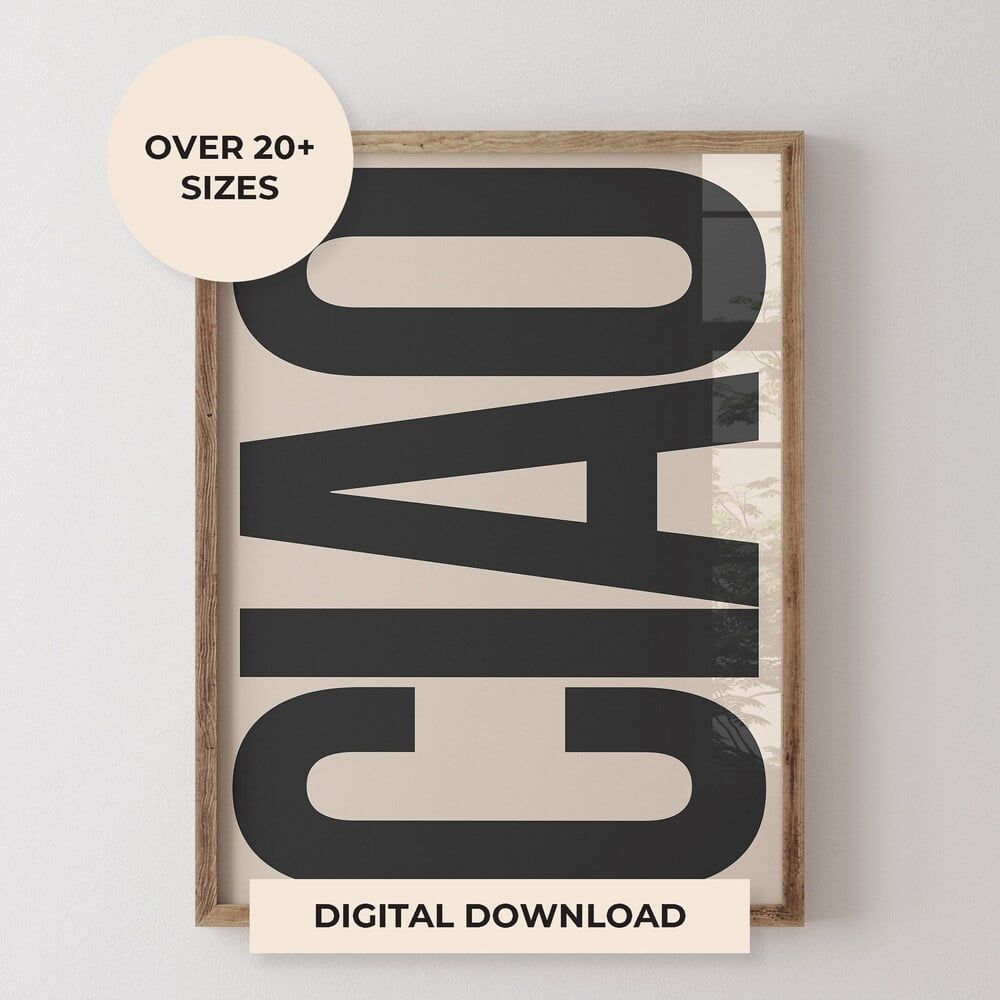 Kna Prints - 1 Pc Poster Ciao Print, Italian Quote Poster, Italy Wall ...