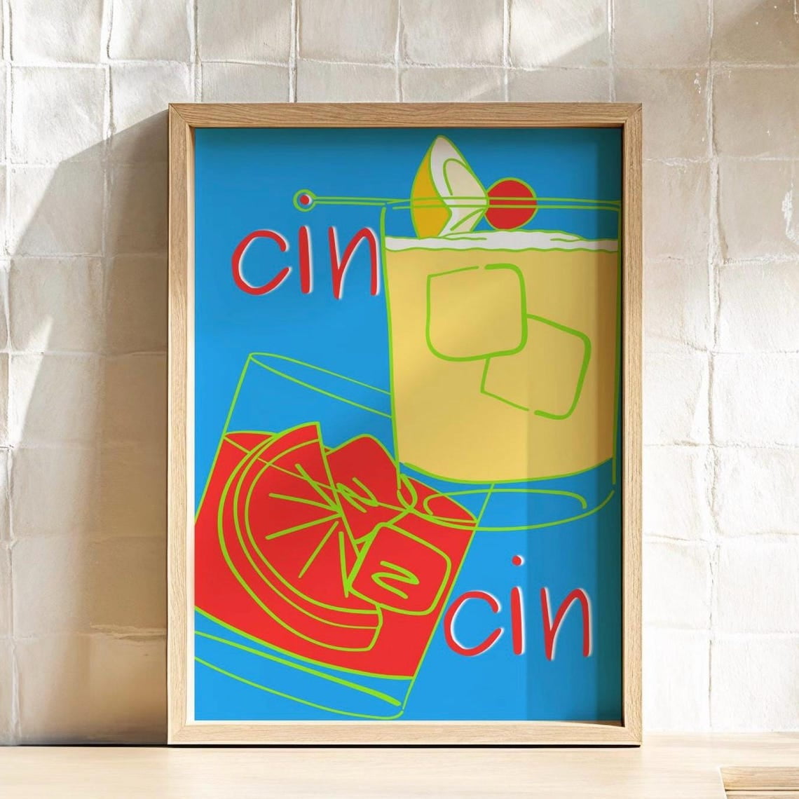 Kna Prints - 1 Pc Poster Cin Cin Cocktails Print, Colourful Kitchen Wall Art, Alcohol ...