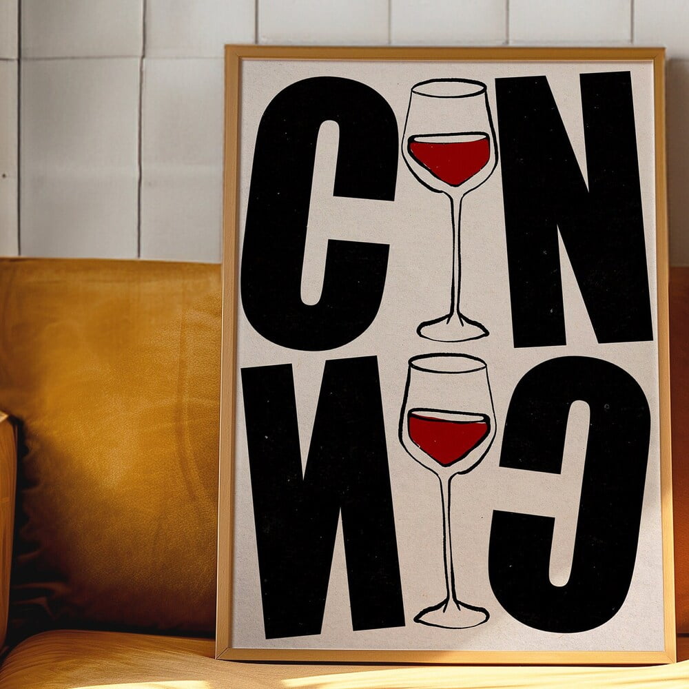 Kna Prints - 1 Pc Poster Cin Cin Poster, 70S Poster, Red Wall Art, Dinner Poster, Kitchen Wall ...