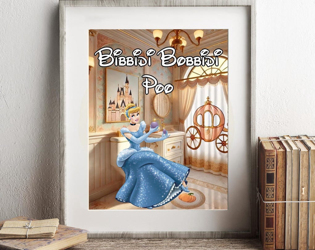 Kna Prints - 1 Pc Poster Cinderella Bibbidi Bobbidi Poo Bathroom Art ...
