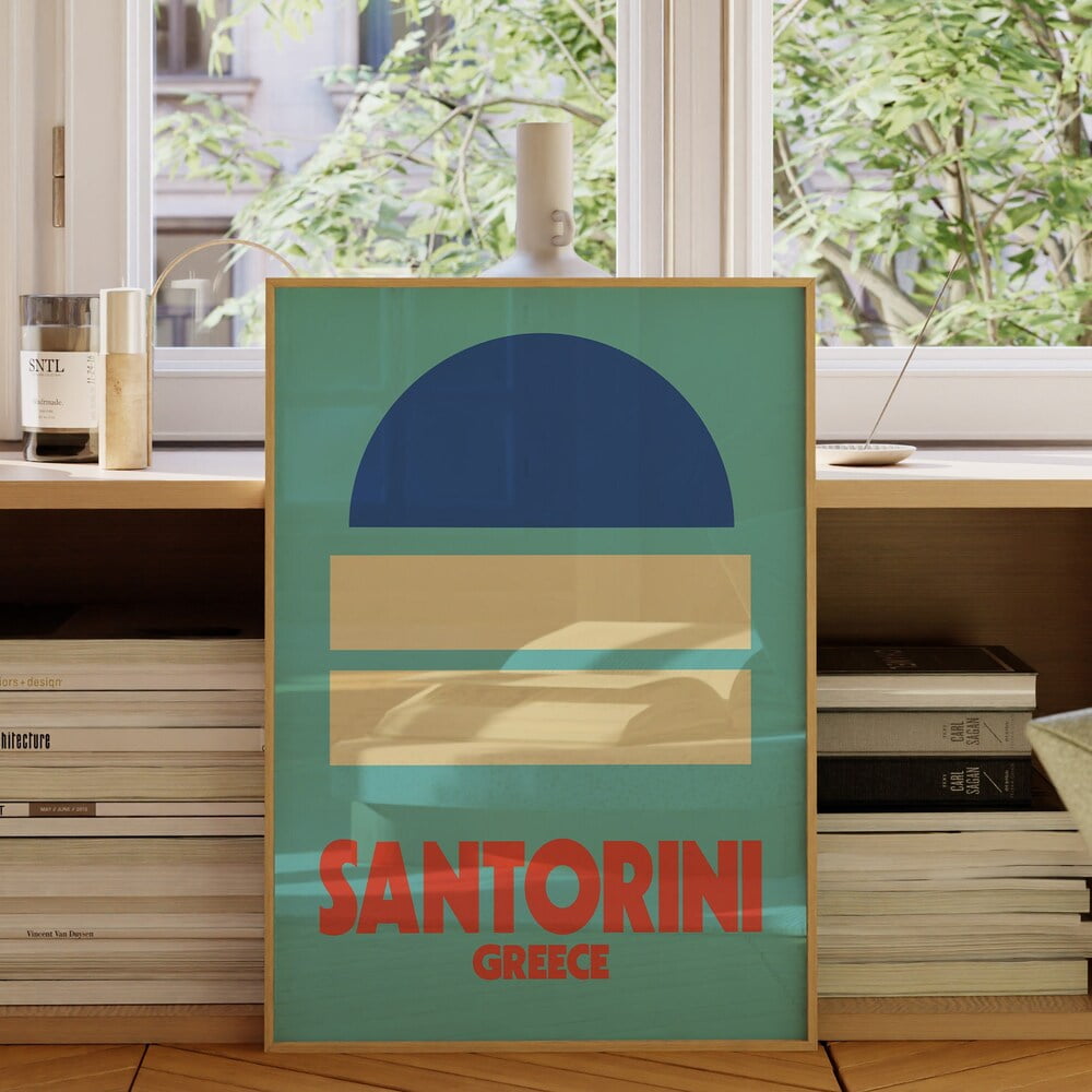 Kna Prints - 1 Pc Poster City Art, Santorini Print, Greece Poster ...