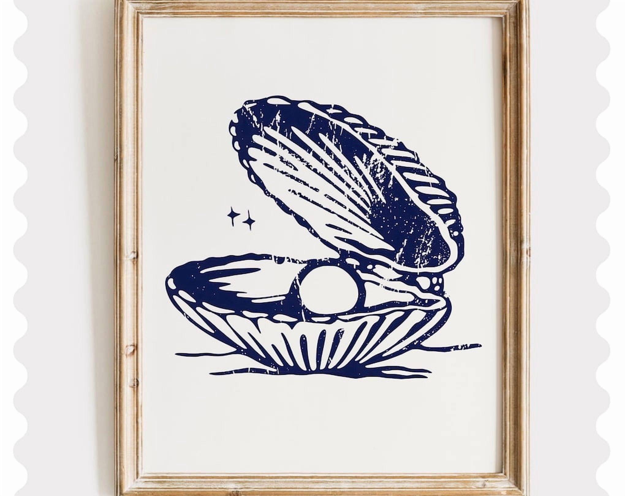 Kna Prints - 1 Pc Poster Clam Pearl Wall Artnautical Coastal Decor ...