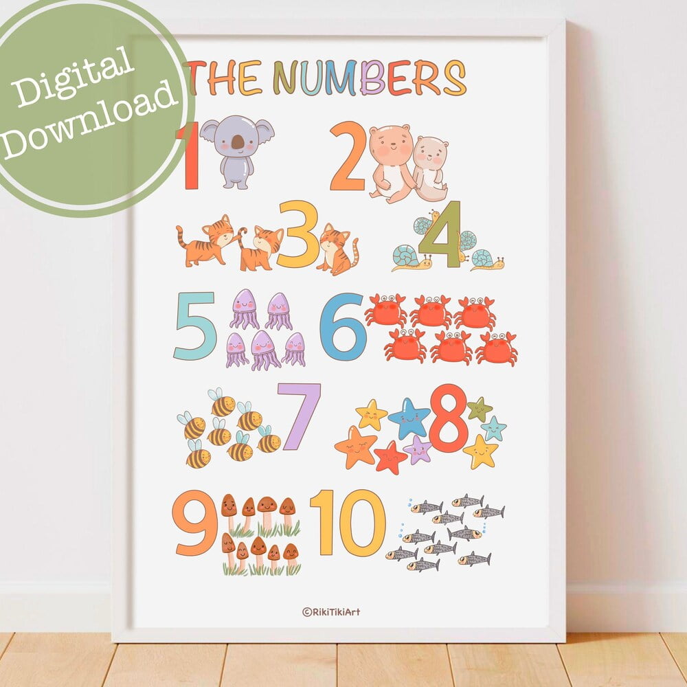 Kna Prints - 1 Pc Poster Classroom Posters Numbers 1-10 Montessori ...