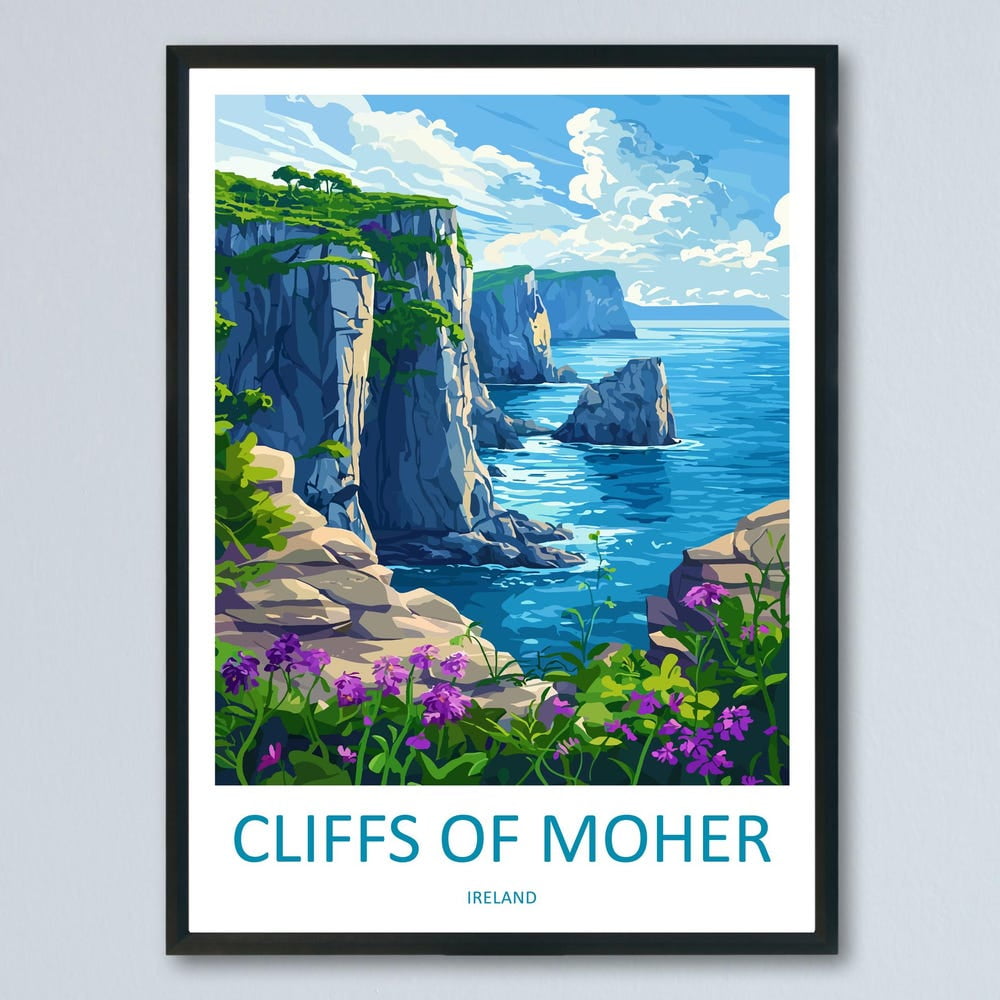 Kna Prints - 1 Pc Poster Cliffs Of Moher Cartoon Travel Poster Ireland ...