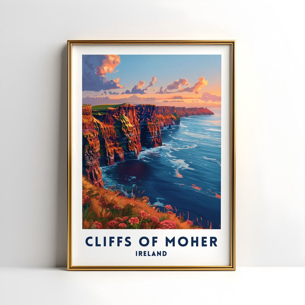 Kna Prints - 1 Pc Poster Cliffs Of Moher Travel Poster, Irish Wall Art ...