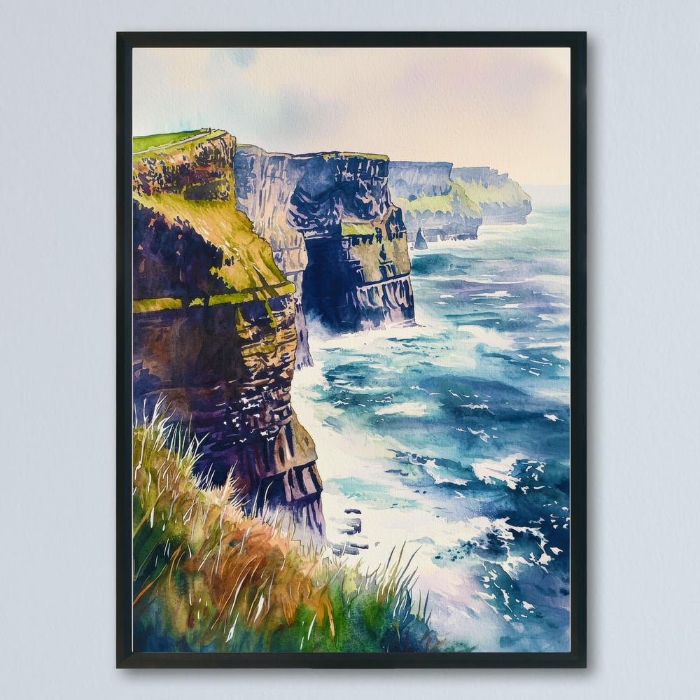 Kna Prints - 1 Pc Poster Cliffs Of Moher Watercolor Poster Ireland ...