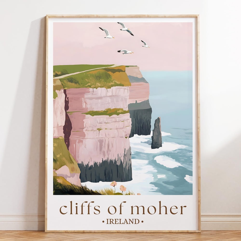 Kna Prints - 1 Pc Poster Cliffs Of Moher Ireland Travel Poster, Coastal ...