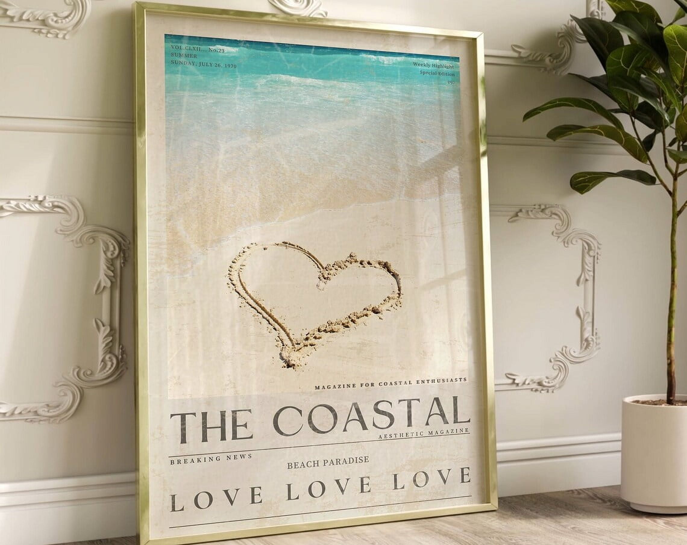 Kna Prints - 1 Pc Poster The Coastal Art Newspaper Wall Art, Chic Beach ...