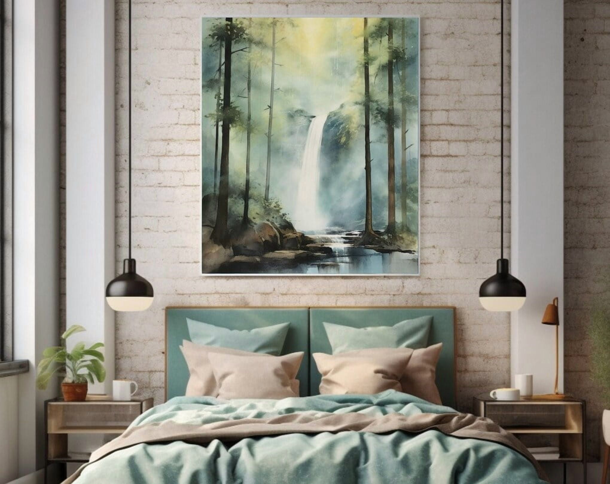 Kna Prints - 1 Pc Poster Coastal Decor, Watercolor Waterfall Art Print ...