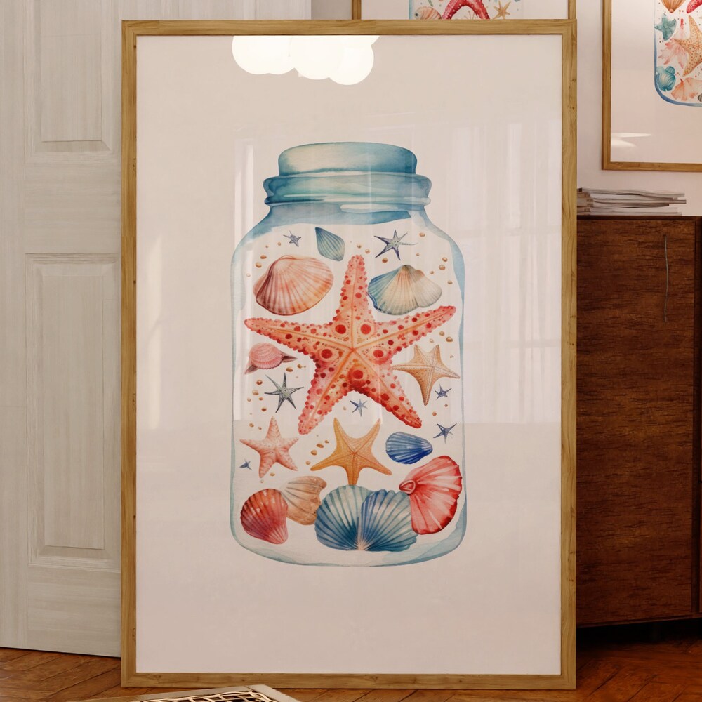 Kna Prints - 1 Pc Poster Coastal Seashell Print Colorful Cowgirl Wall ...
