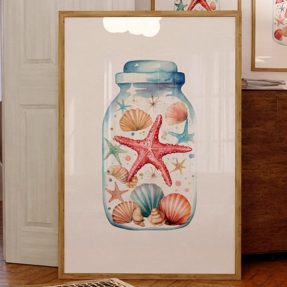 Kna Prints - 1 Pc Poster Coastal Seashell Print Colorful Granddaughter ...