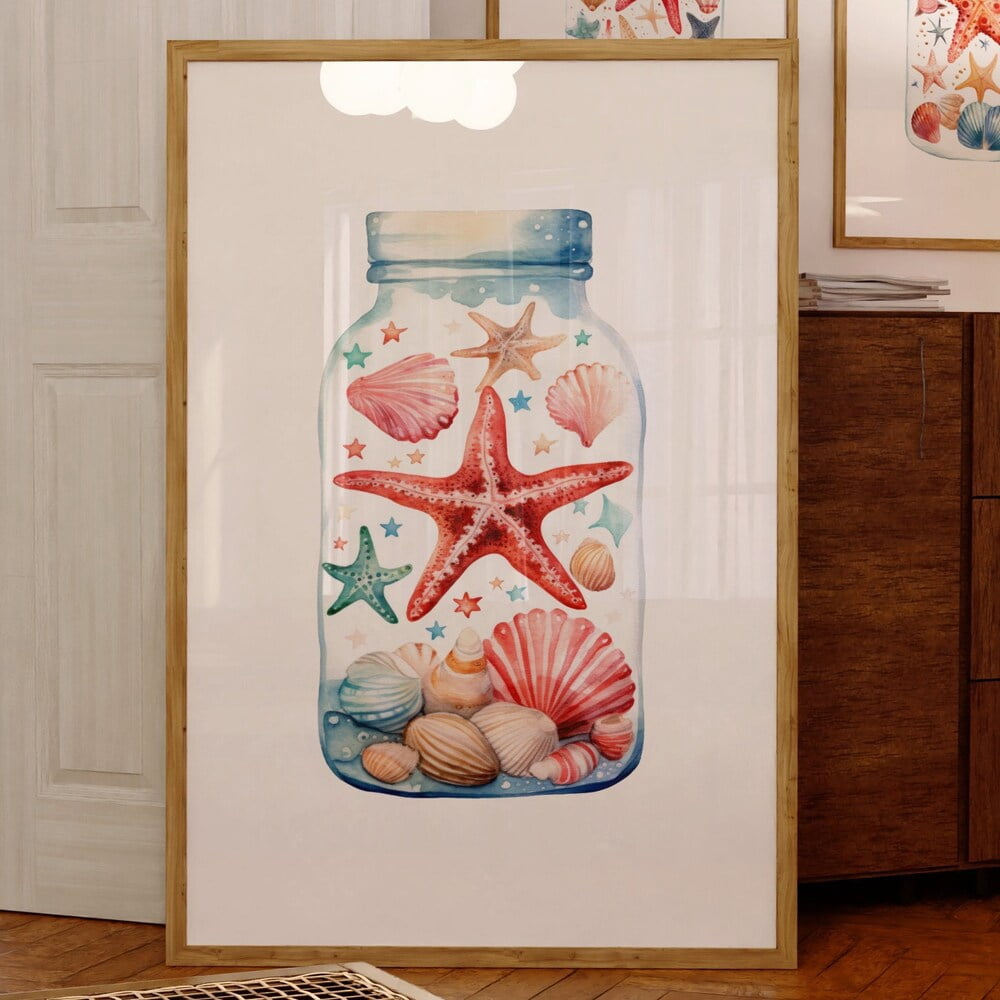 Kna Prints - 1 Pc Poster Coastal Seashell Print Colorful Granddaughter ...
