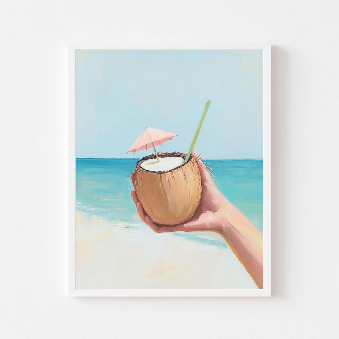 Kna Prints - 1 Pc Poster Coconut Cocktail Painting Pastel Pina Colada ...