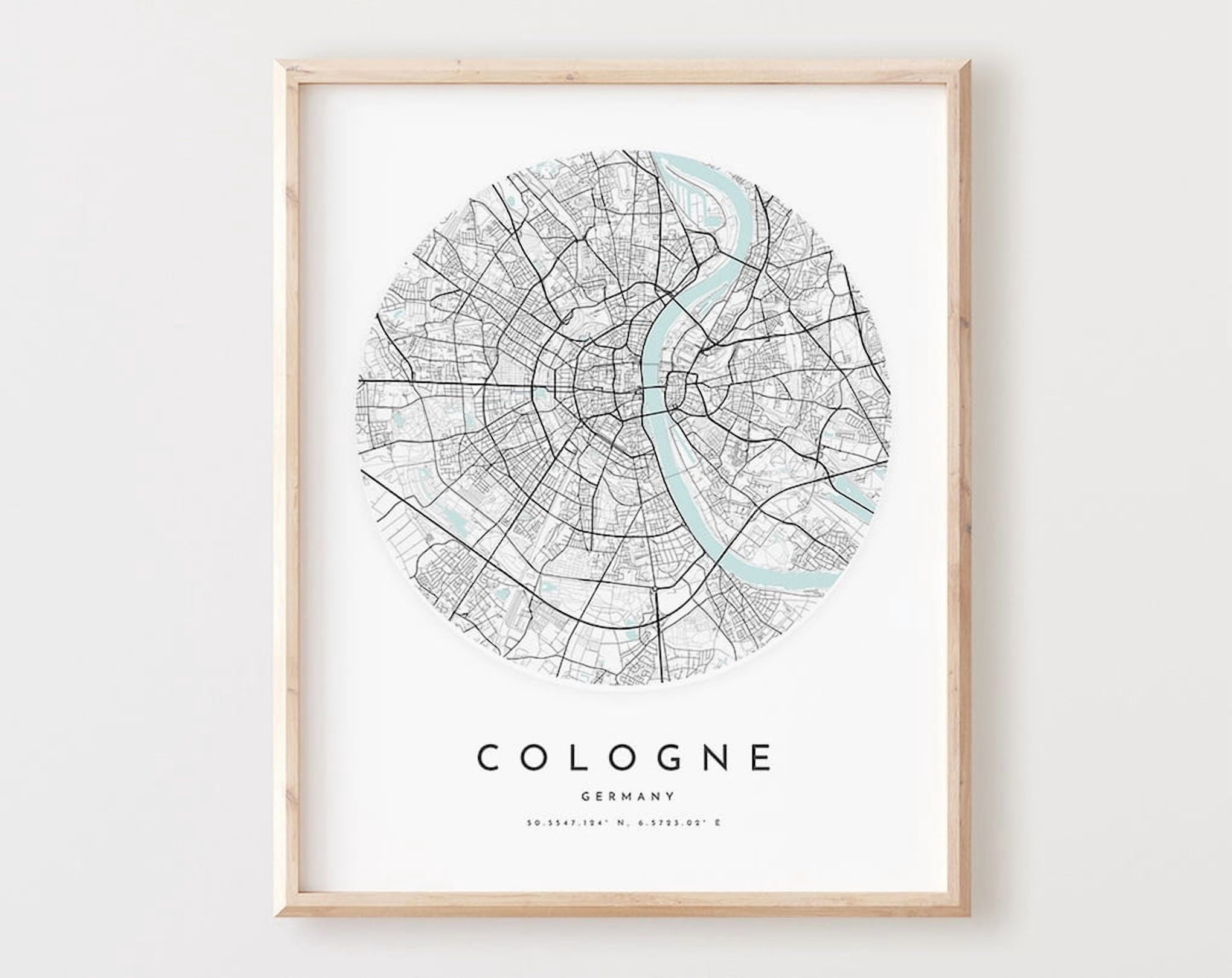 Kna Prints - 1 Pc Poster Cologne Map Print, Cologne Map City Wall Art ...