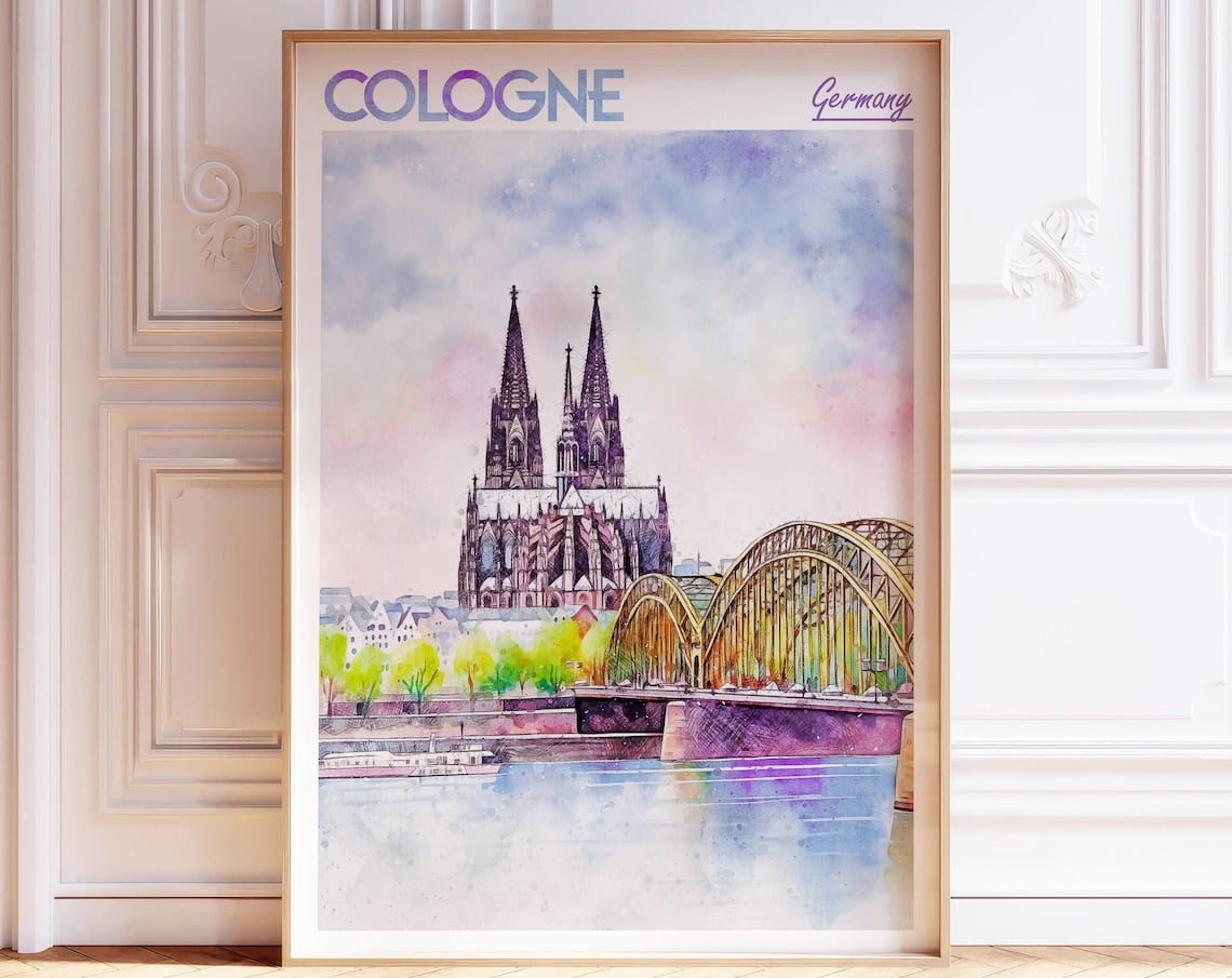 Kna Prints - 1 Pc Poster Cologne Watercolor World Cities Wall Art ...