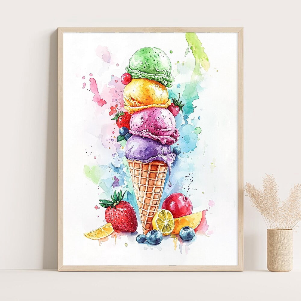 Kna Prints - 1 Pc Poster Colorful Gelato Watercolor Print – Summer ...