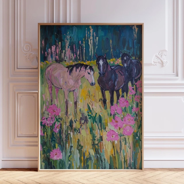 Kna Prints - 1 Pc Poster Colorful Pink And Blue Watercolor Western ...