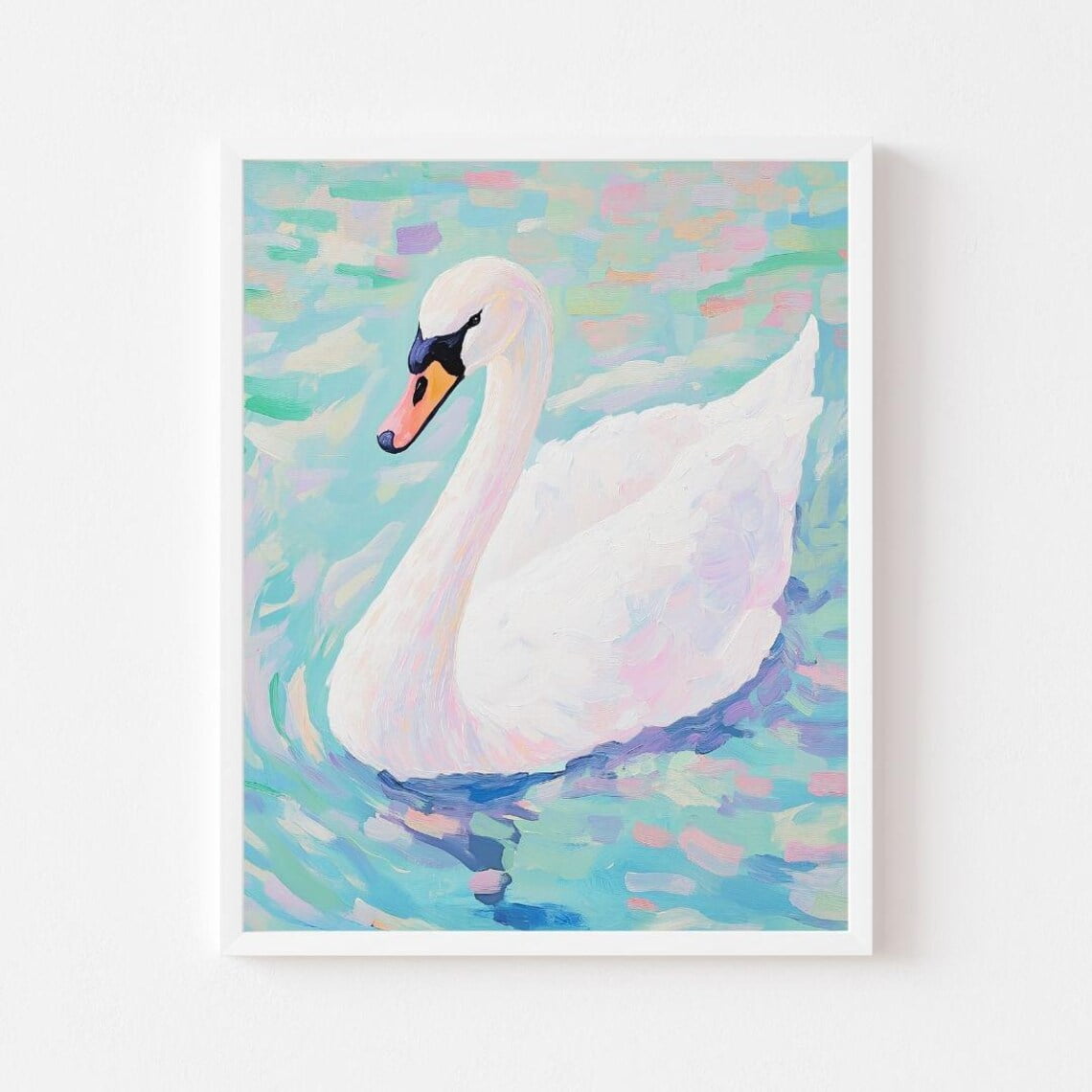 Kna Prints - 1 Pc Poster Colorful Swan Painting Pastel Bird Wall Art ...
