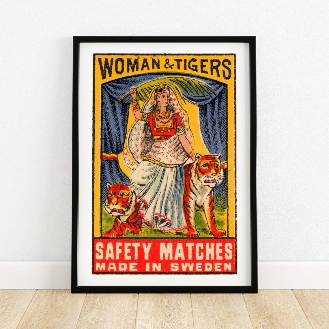 Kna Prints - 1 Pc Poster Colorful Woman & Tigers Art Print Vintage ...