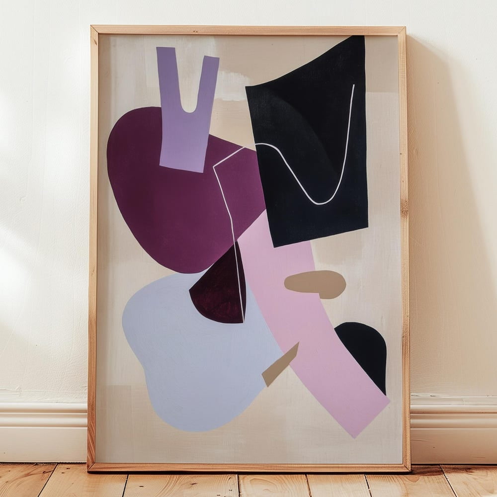 Kna Prints - 1 Pc Poster Contemporary Abstract | Modern Geometric Poster | Violet, Beige & Pink ...
