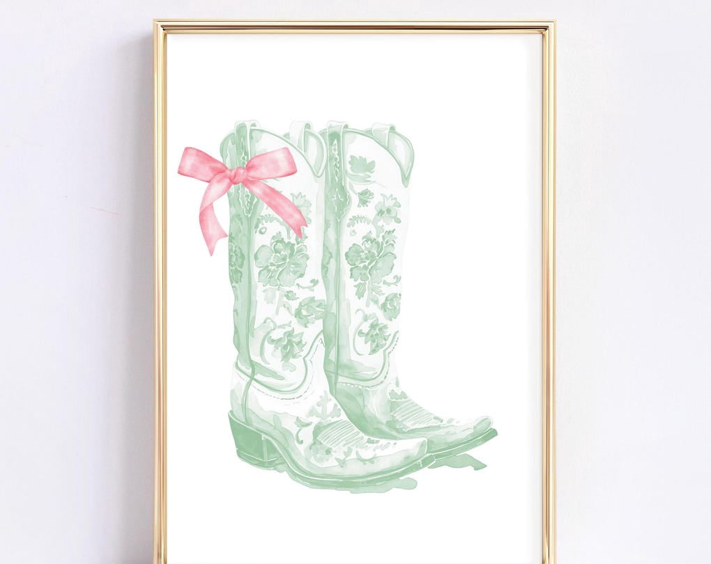 Kna Prints - 1 Pc Poster Coquette Cowgirl Boot Illustration Printable ...