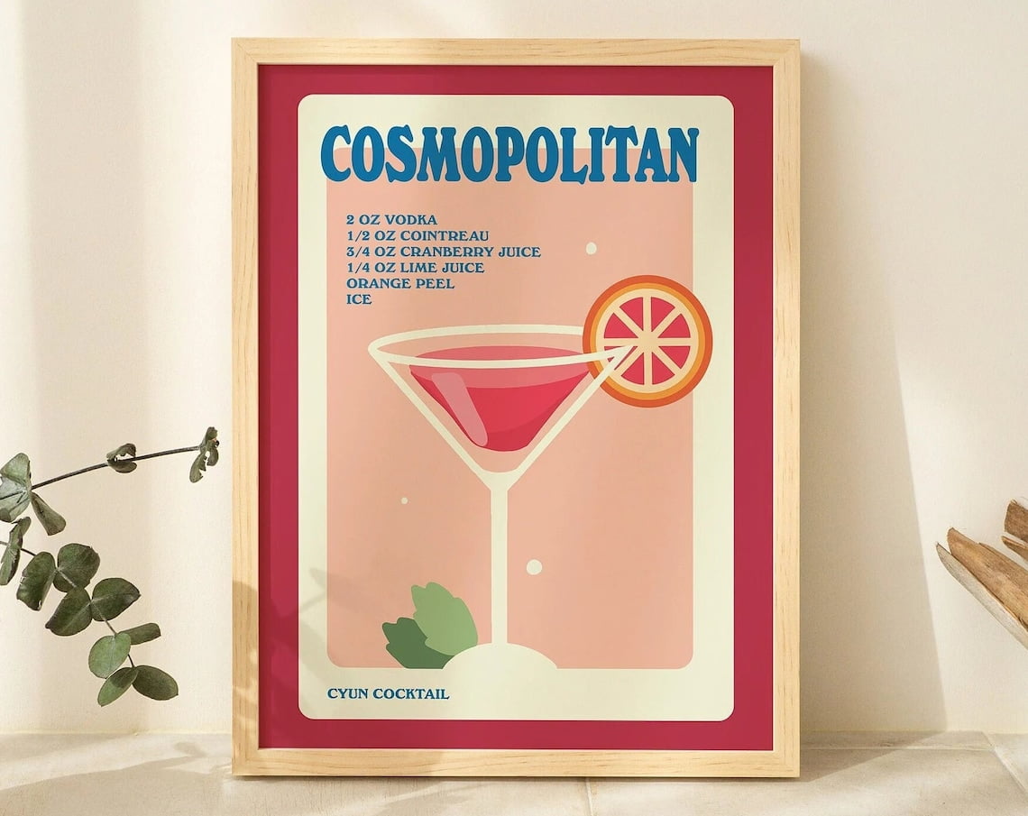 Kna Prints - 1 Pc Poster Cosmopolitan Cocktail Recipe, Kitchen Bar ...