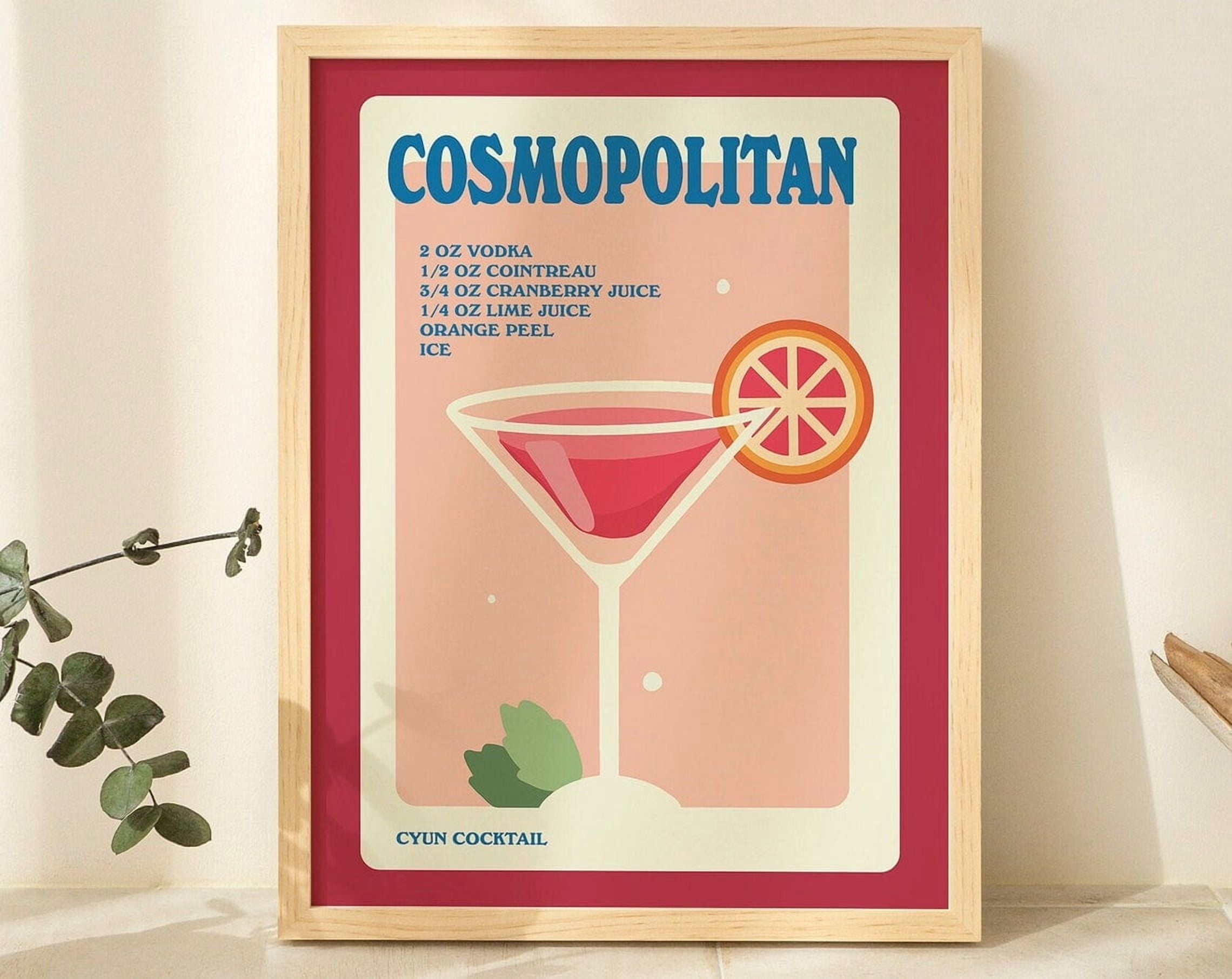 Kna Prints - 1 Pc Poster Cosmopolitan Cocktail Recipe, Kitchen Bar ...