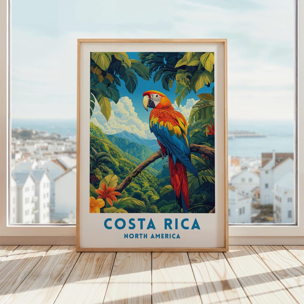 Kna Prints - 1 Pc Poster Costa Rica Travel Poster | Scarlet Macaw Wall ...