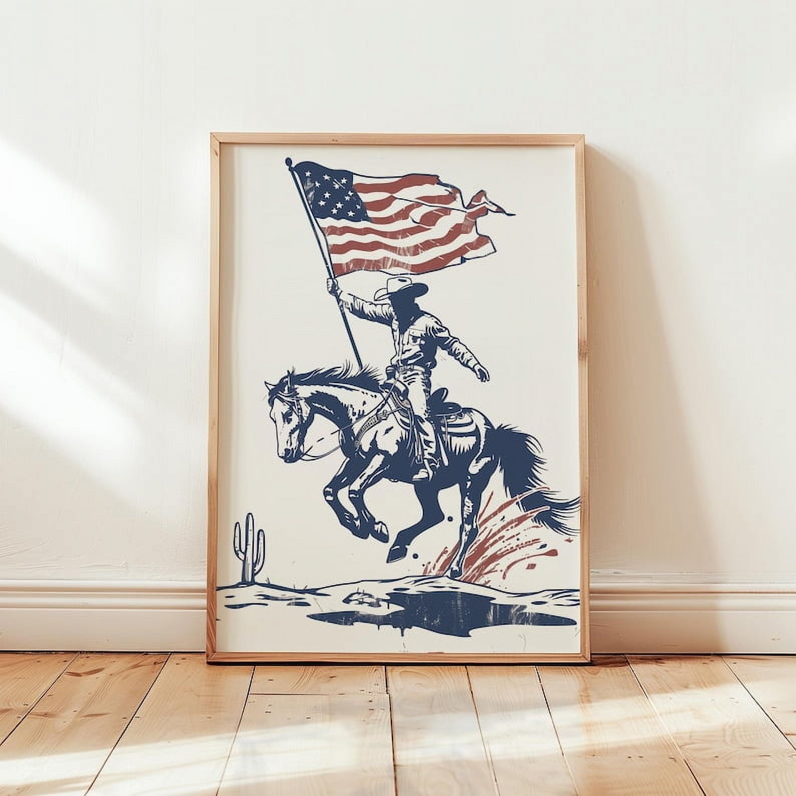 Kna Prints - 1 Pc Poster Cowboy American Flag Farmhouse Wall Decor ...