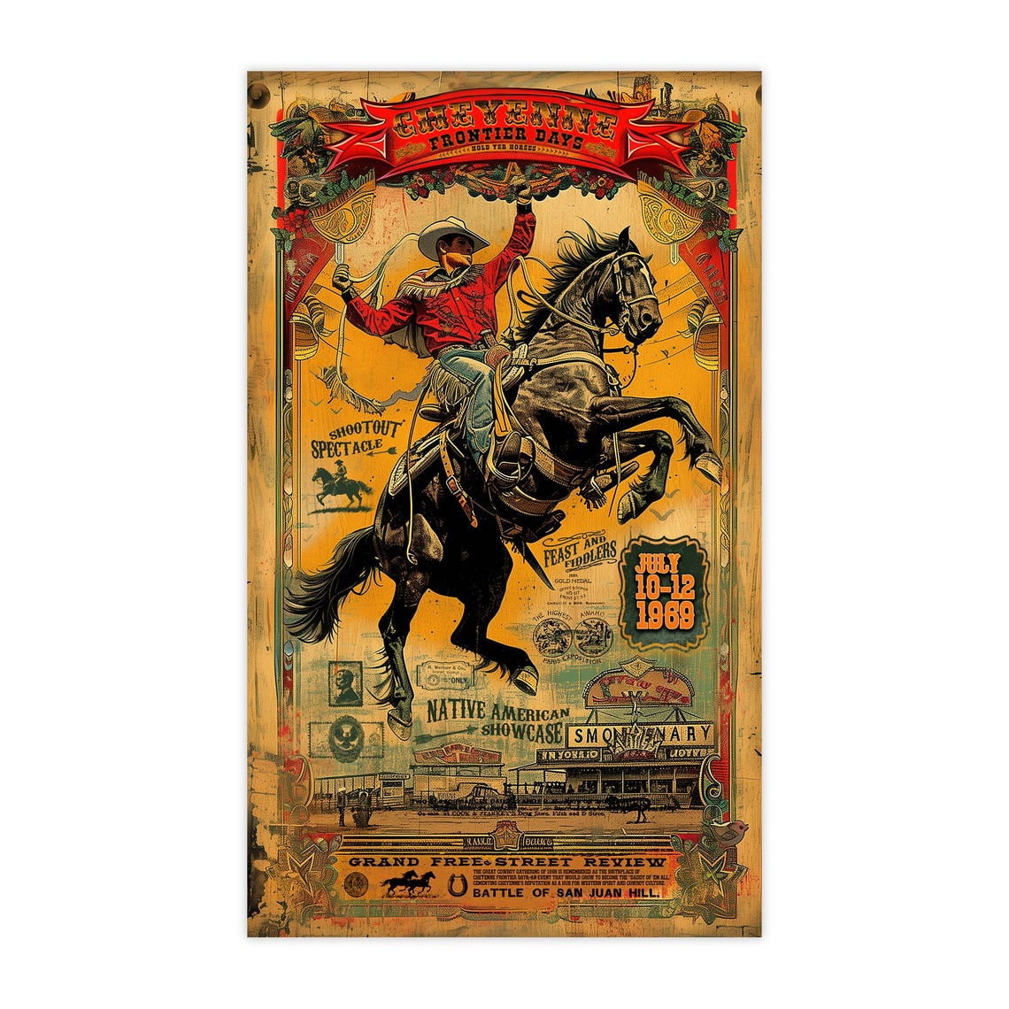 Kna Prints - 1 Pc Poster Cowboy And Horse Wall Decor Cheyenne Frontier ...
