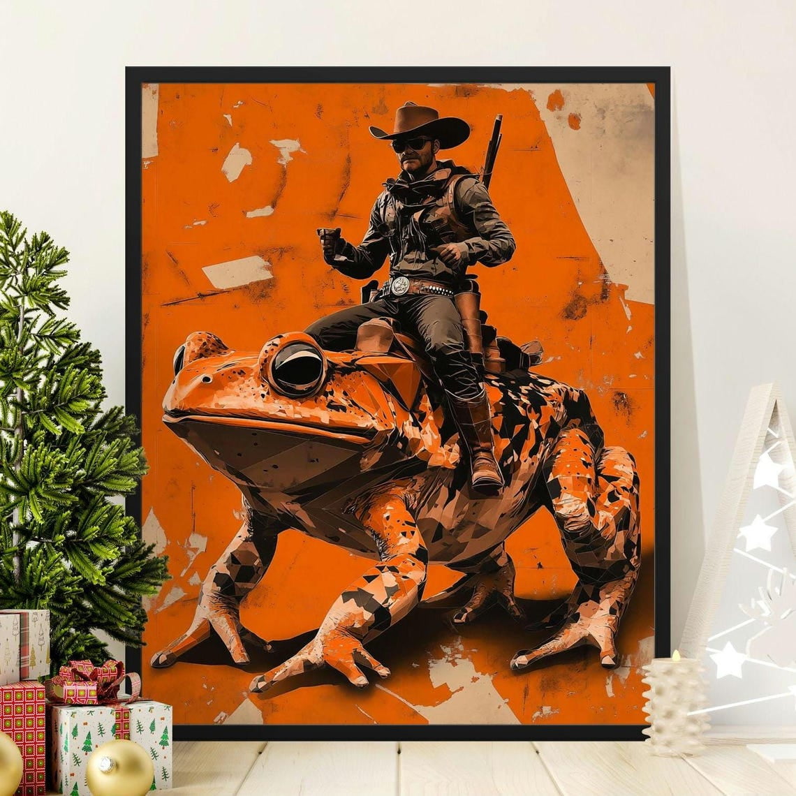 Kna Prints - 1 Pc Poster Cowboy Riding Giant Frog , Fantasy Art Print ...