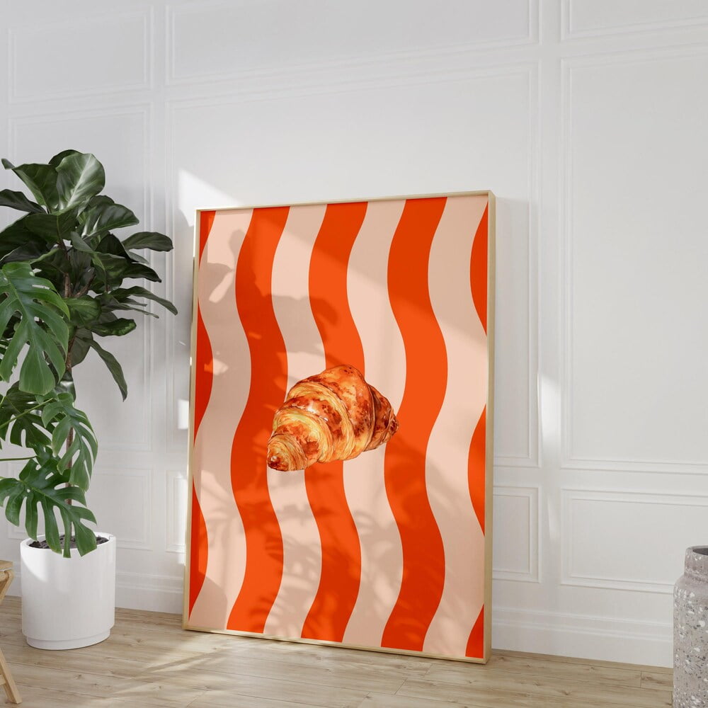 Kna Prints - 1 Pc Poster Croissant Poster Croissant Print Red Beige ...