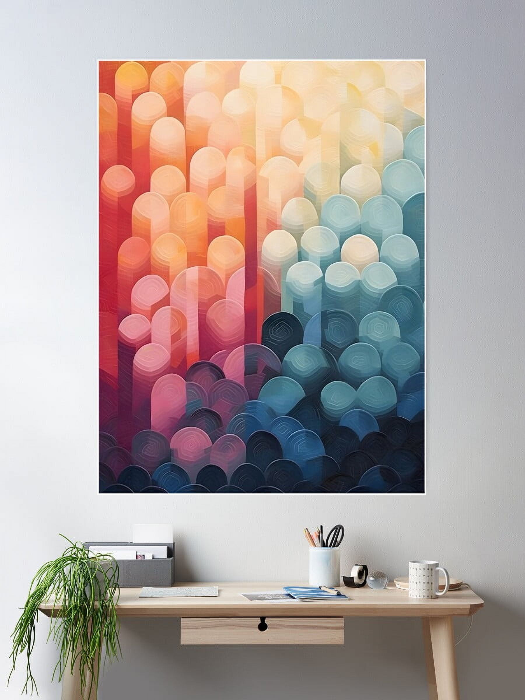 Kna Prints - 1 Pc Poster Curvy Geometric Abstract Art, UNFRAMED-8x12 ...