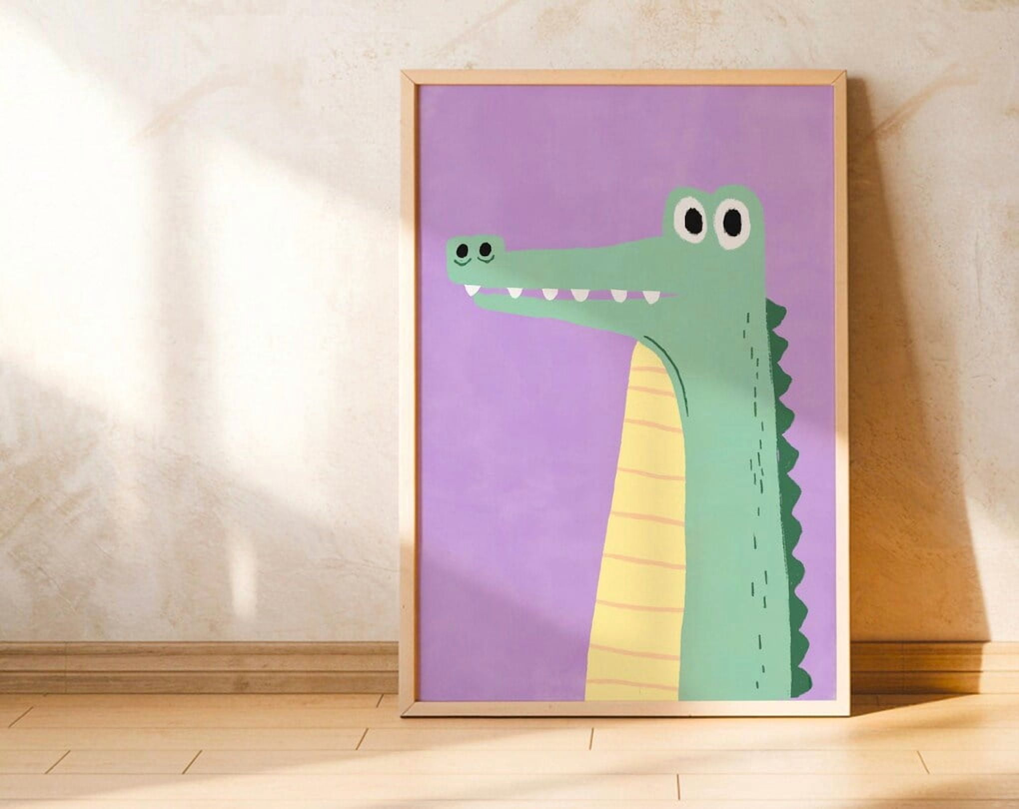 Kna Prints - 1 Pc Poster Cute Alligator Kids Wall Art Playful Green ...