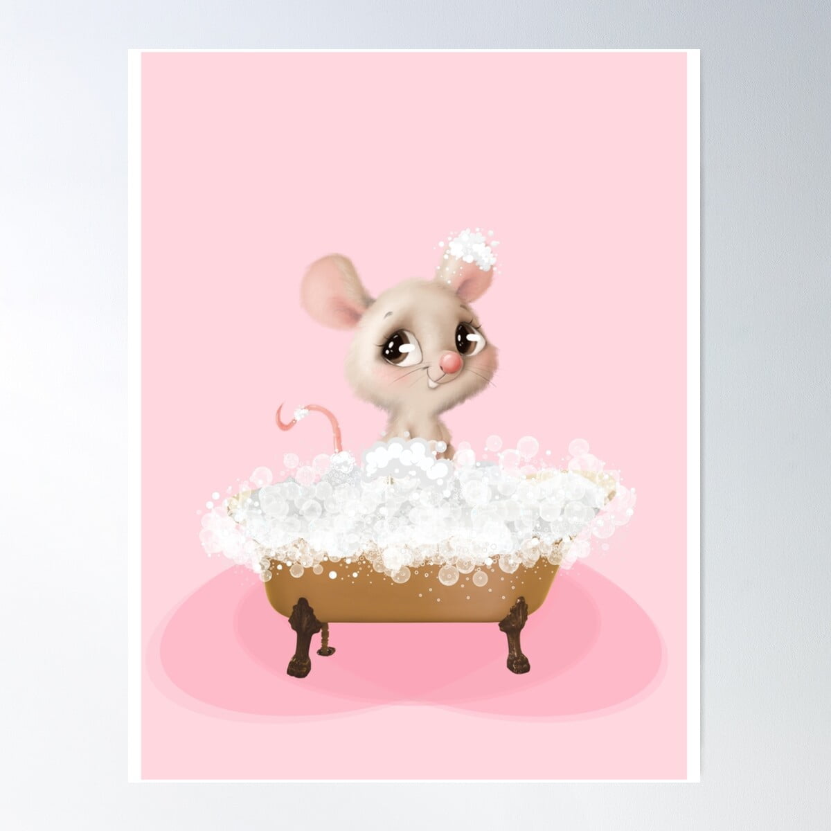 Kna Prints - 1 Pc Poster Cute Baby Rat In A Bathtub, Girls Bathroom ...