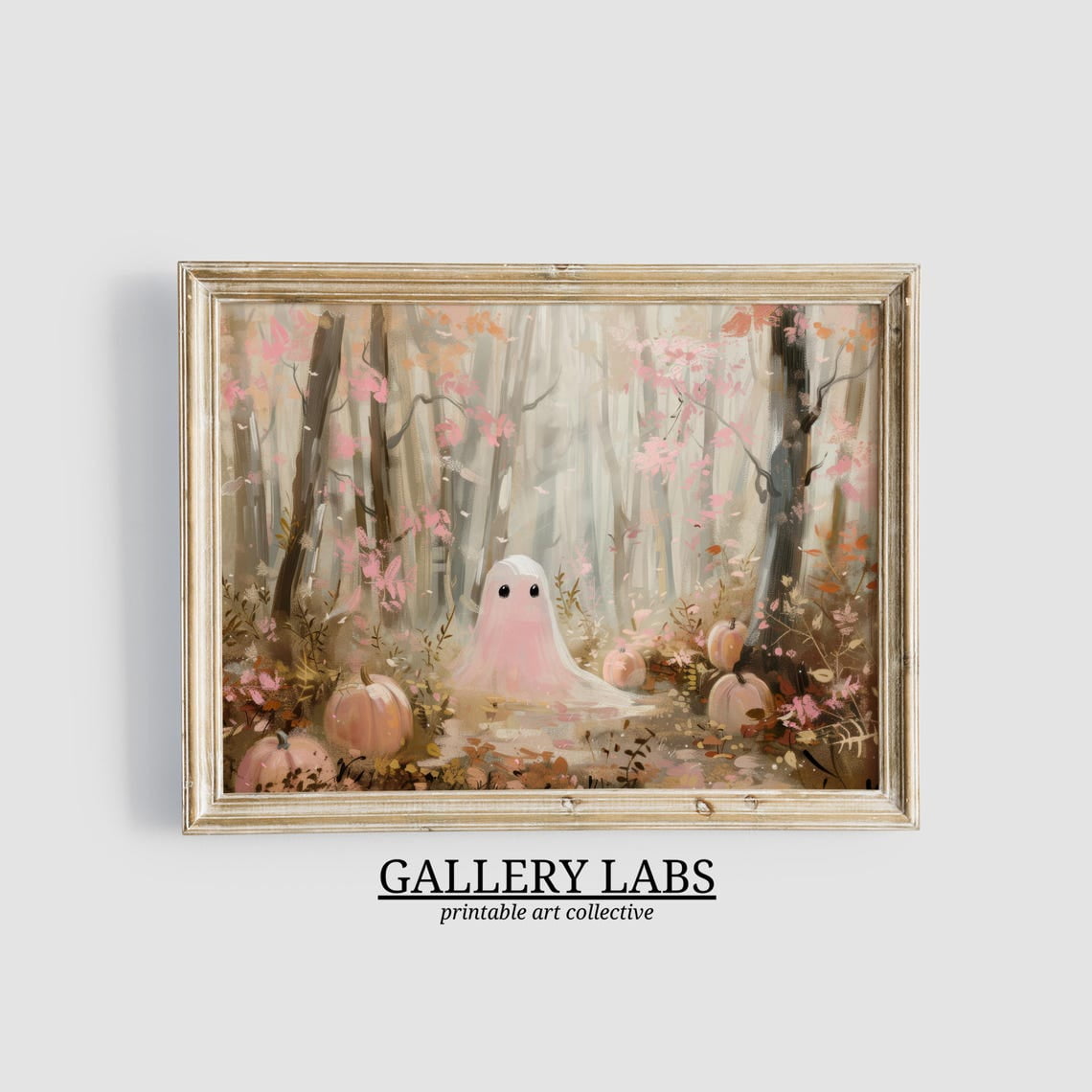 Kna Prints - 1 Pc Poster Cute Ghost Painting€¢ Pink Wall Art€¢ Decor ...