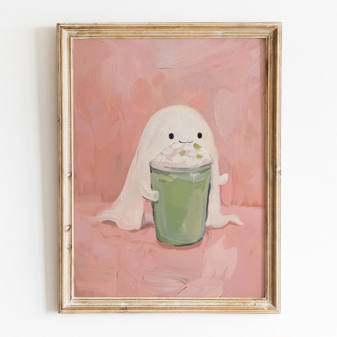 Kna Prints - 1 Pc Poster Cute Ghost With Matcha Latte Wall Art, Preppy ...