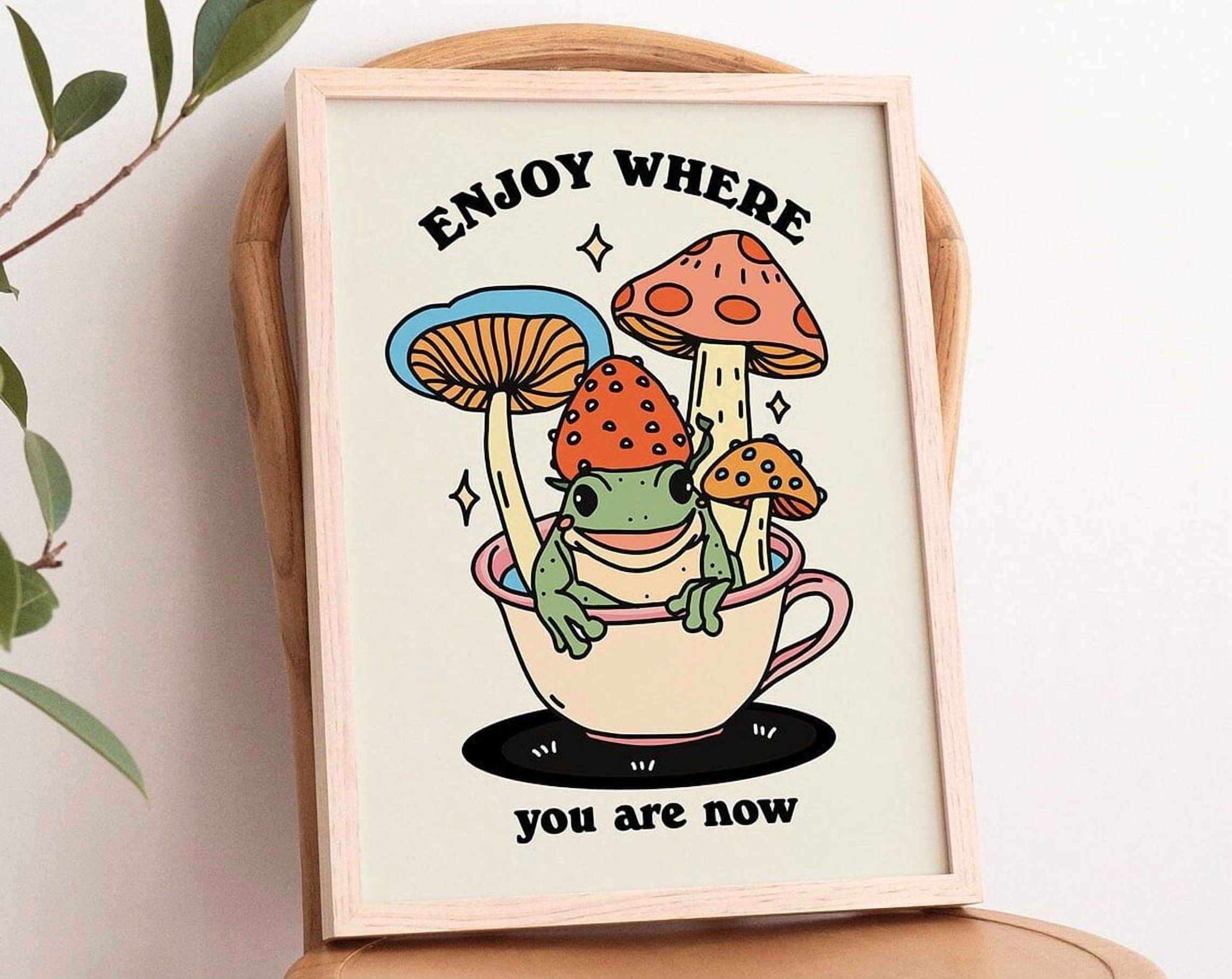 Kna Prints - 1 Pc Poster Cute Mushroom Cottagecore Print, Cute Frog ...