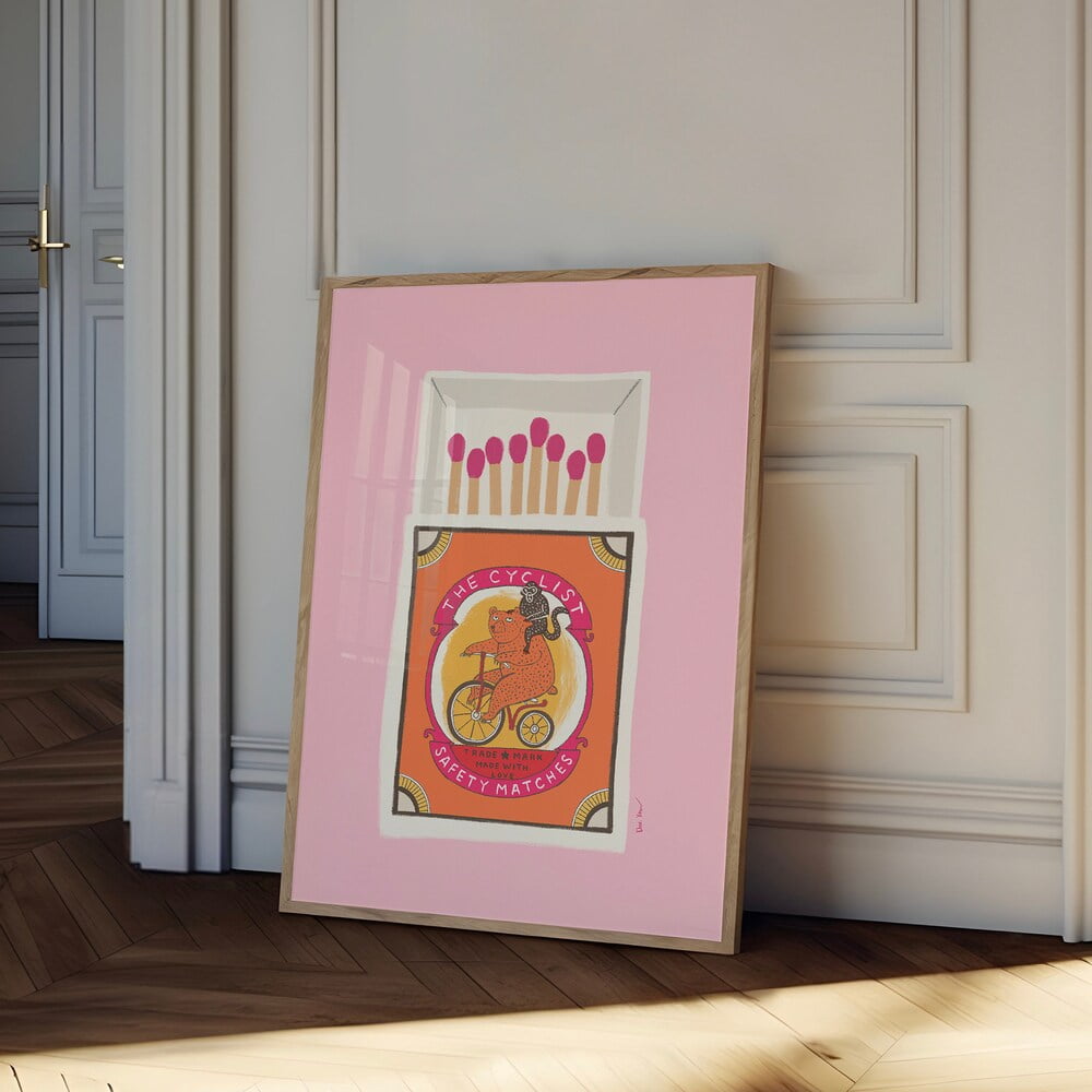 Kna Prints - 1 Pc Poster The Cyclist Matchbox Wall Art, Matchbox Print ...