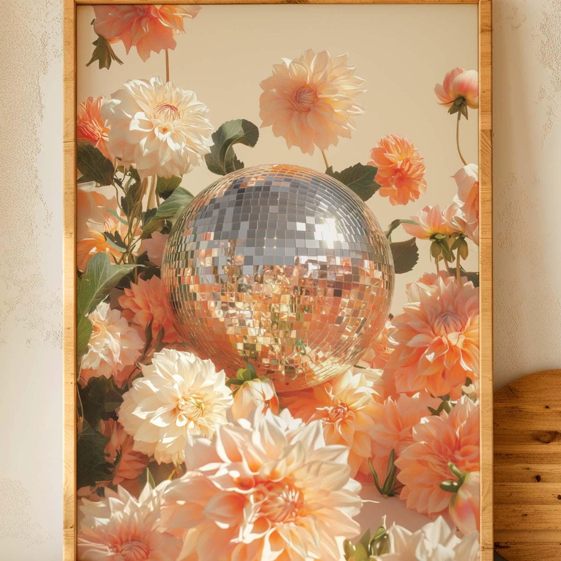 Kna Prints - 1 Pc Poster Dahlia Flowers Disco Ball, Flower Print ...