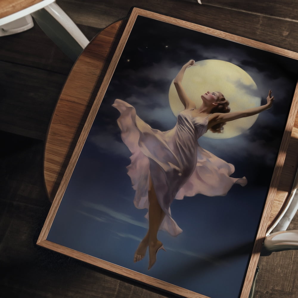 Kna Prints - 1 Pc Poster Dancing Girl Moon Wall Art Printable, Moon ...