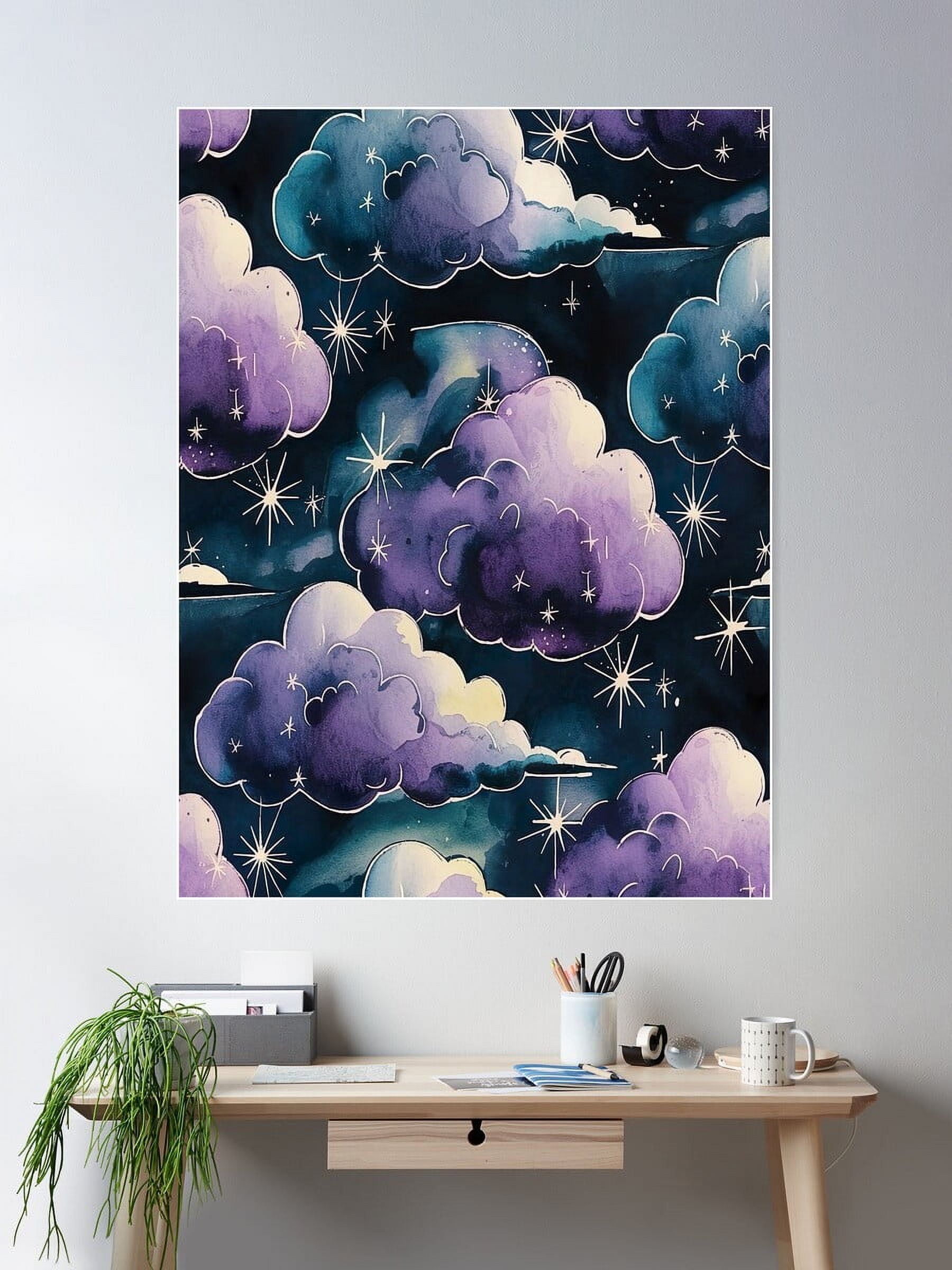 Kna Prints - 1 Pc Poster Dark & Elegant Moody Celestial Damask Design ...