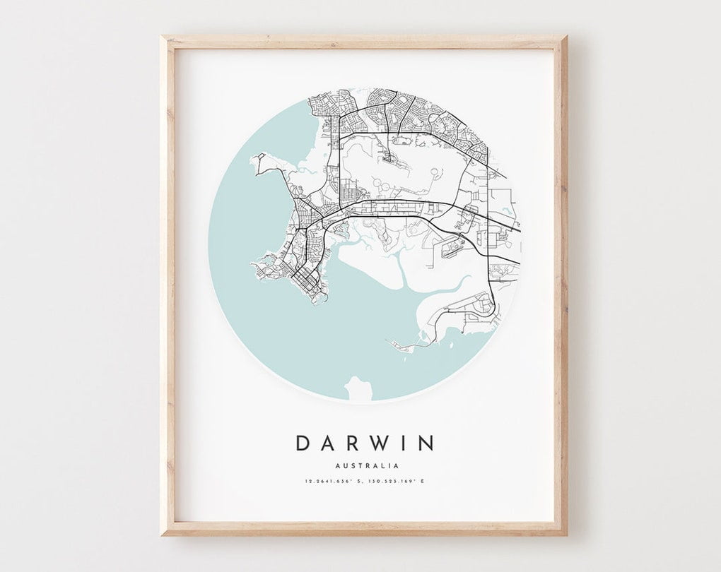 Kna Prints - 1 Pc Poster Darwin Map Print, Darwin Map City Wall Art ...