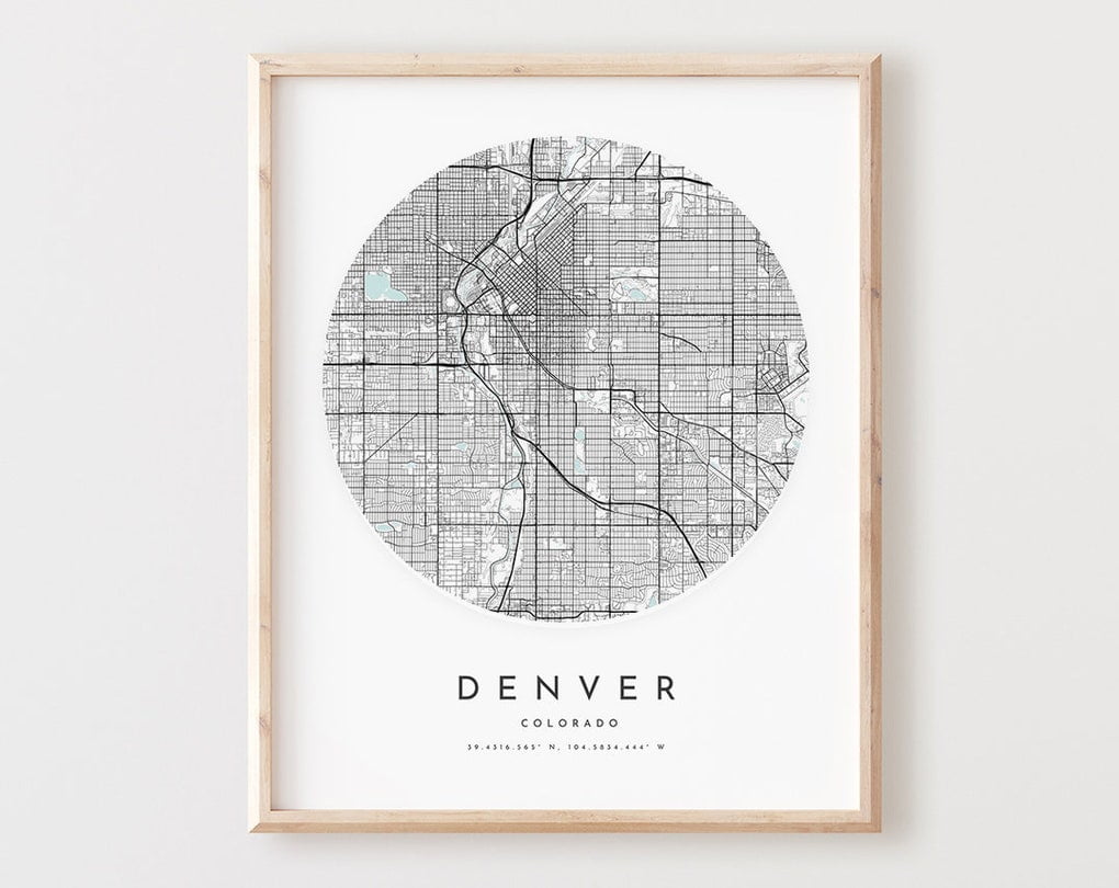 Kna Prints - 1 Pc Poster Denver Map Print, Denver Map City Wall Art, Co ...