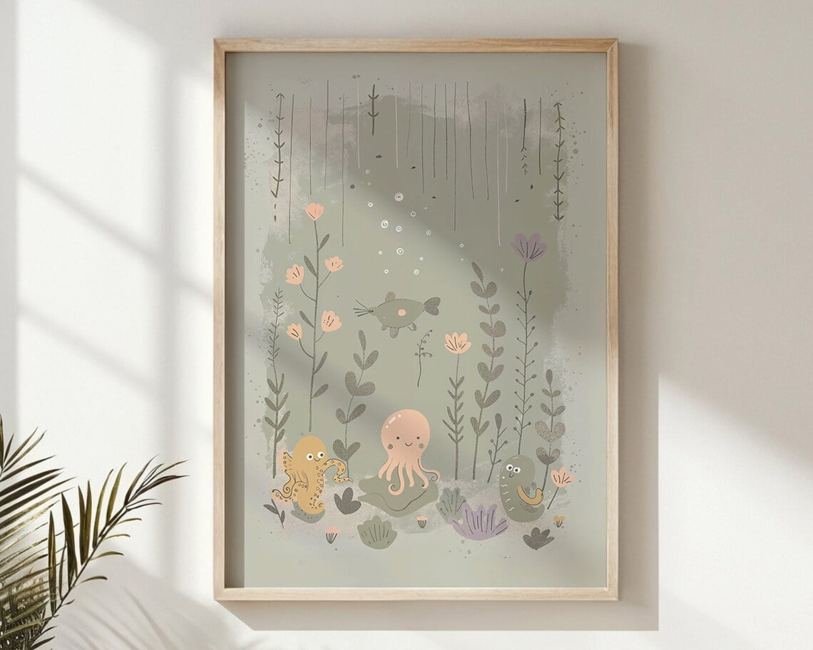Kna Prints - 1 Pc Poster Derwater Ocean Animals Nursery Wall Art, Kids ...