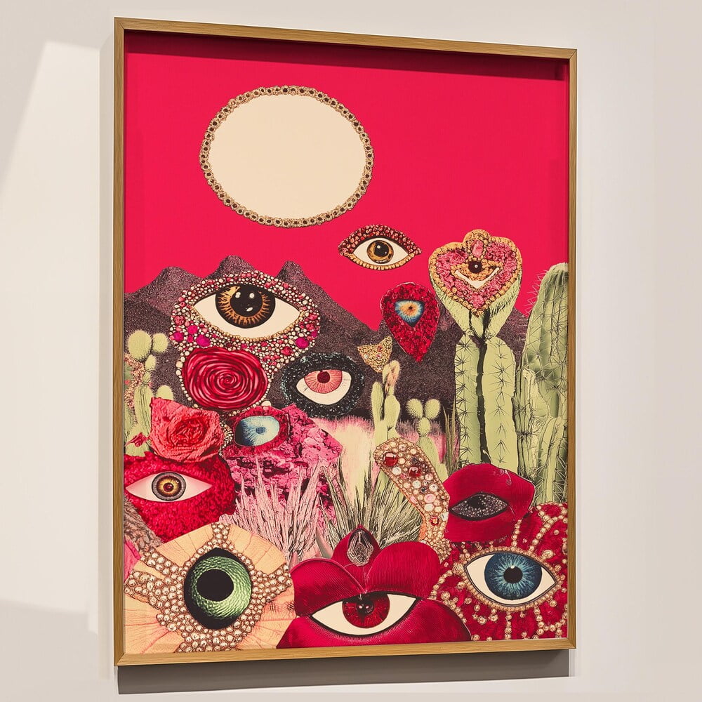 Kna Prints - 1 Pc Poster Desert Eye Collage Art, Maximalist Pink Poster ...