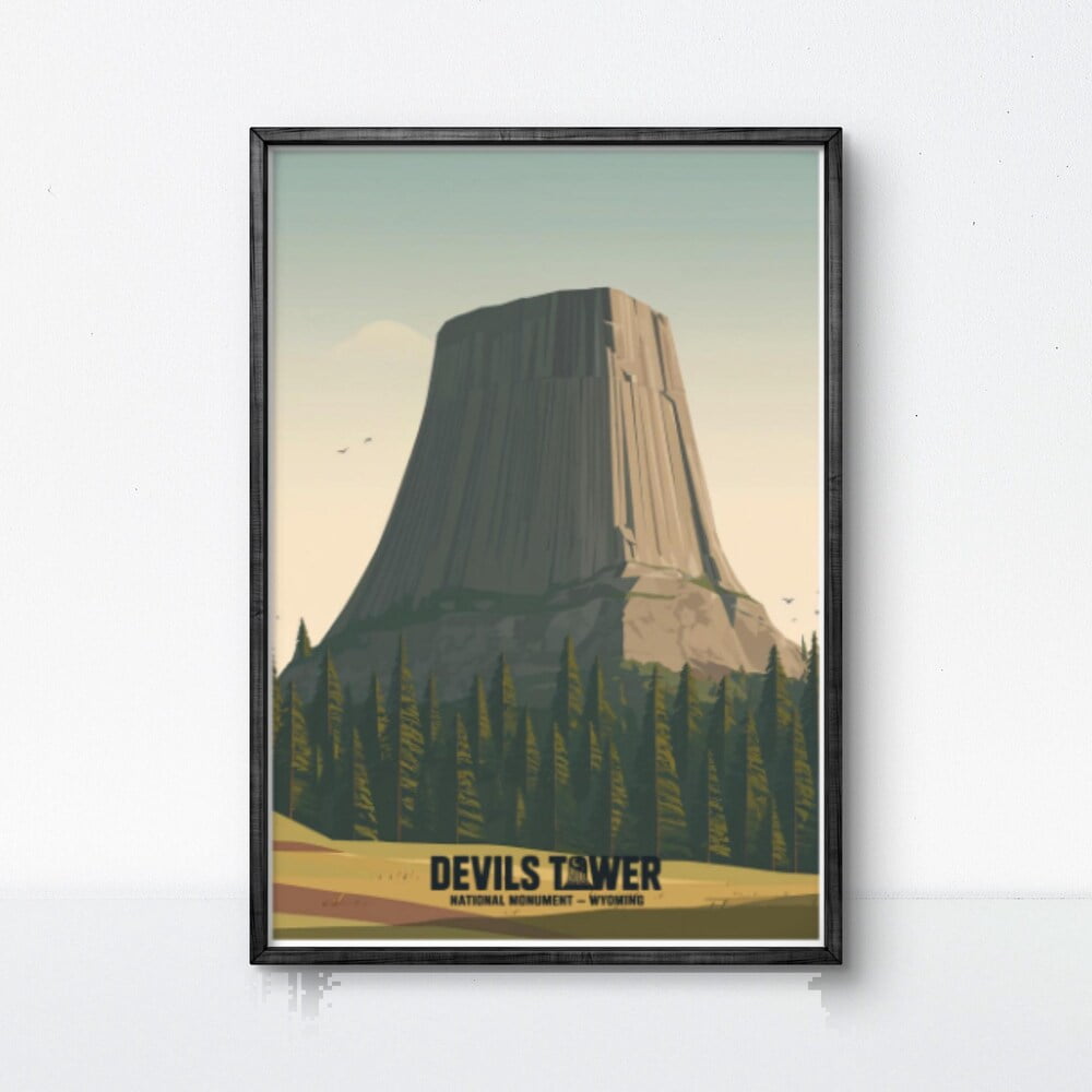 Kna Prints - 1 Pc Poster Devils Tower Poster, Wyoming National Monument Print, Butte Landscape ...